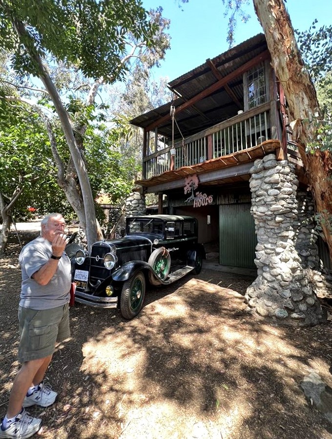 A vintage car parked beneath a treehouse proves some people never outgrow their childhood dreams&mdash;they just upgrade the materials.