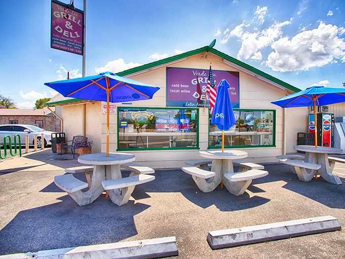 Verde Lea Market Deli & Grill offers outdoor seating where you can enjoy your sandwich while contemplating why picnic tables are always more fun than regular tables.