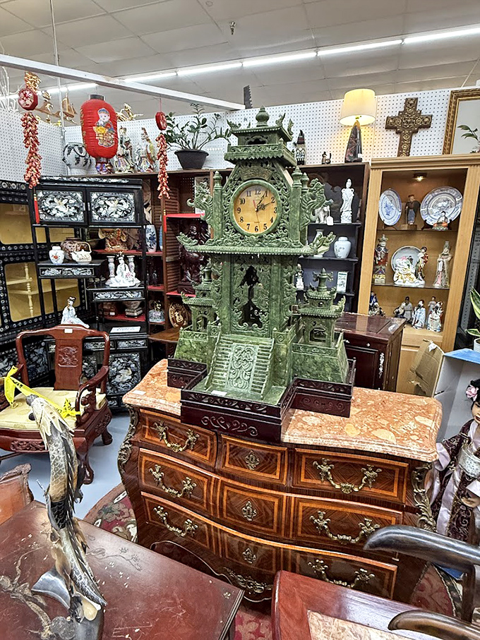 That jade clock isn't just telling time &ndash; it's a conversation piece that makes standard wall clocks look like they're not even trying.