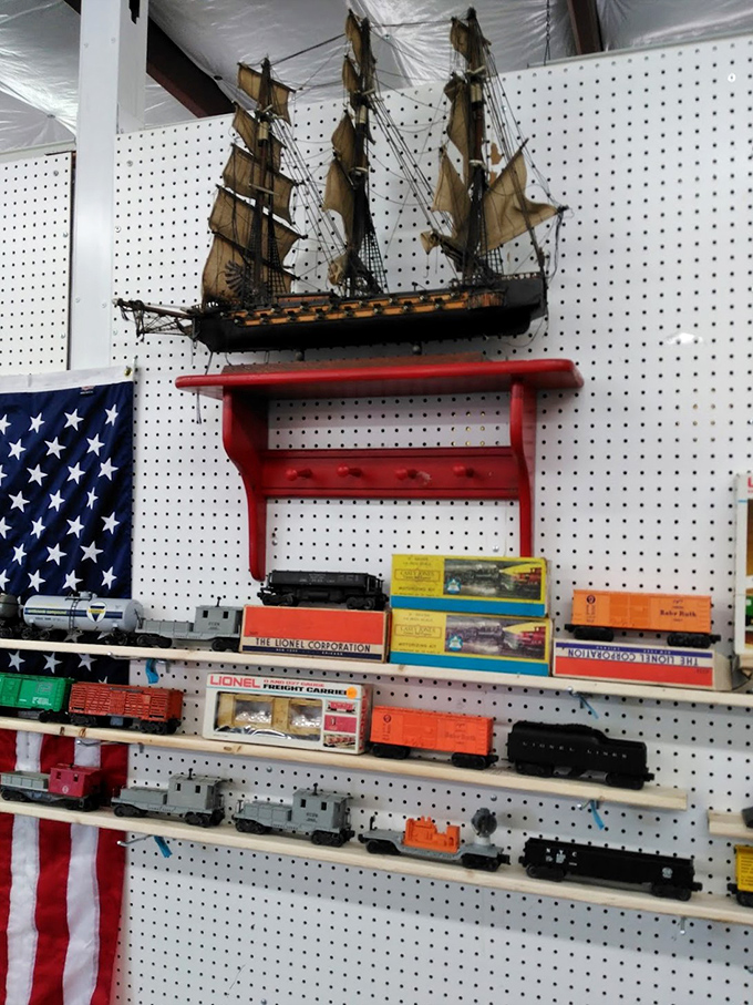 All aboard the nostalgia express! Vintage Lionel trains and model ships that transport men of certain age back to childhood Christmas mornings.