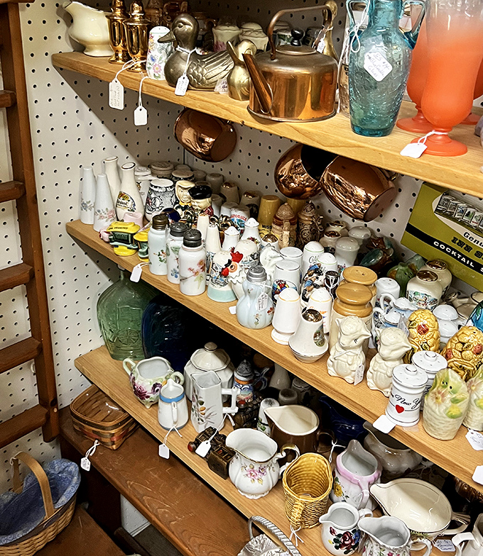 Copper kettles and porcelain treasures—the kind of kitchen collection that would make Julia Child stop and exclaim "Bon appétit!"