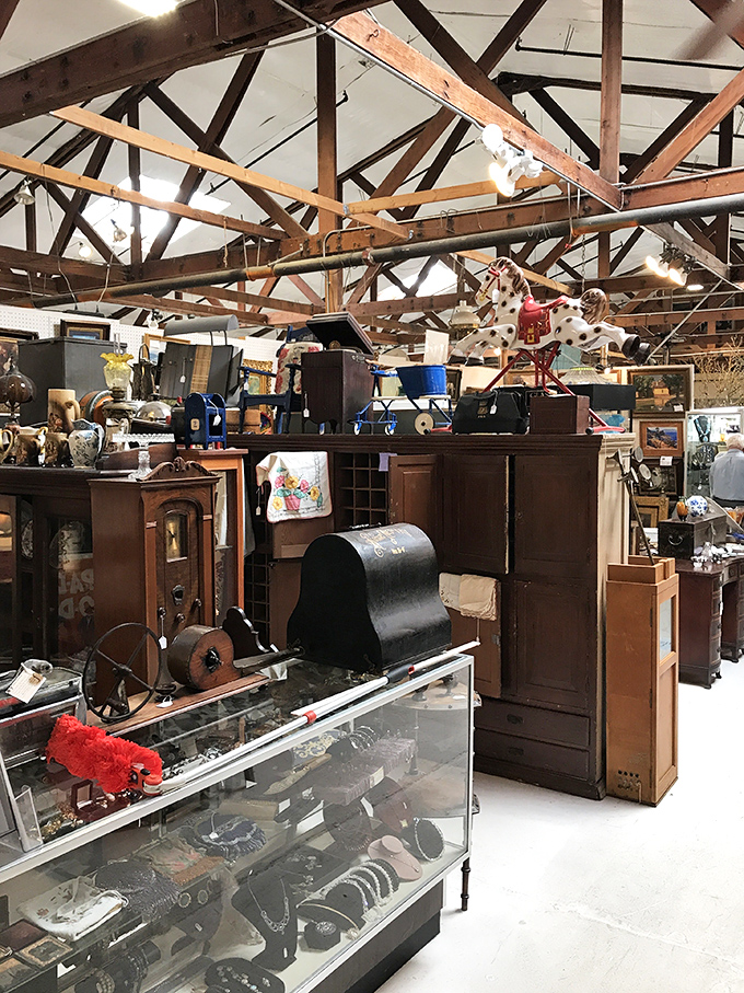 Vintage cabinets and curiosities stack nearly to the rafters. Somewhere in this organized chaos is exactly what you never knew you needed.