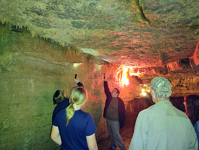 Guides point out ceiling features to fascinated visitors, proving that sometimes the most interesting views in life require looking up.