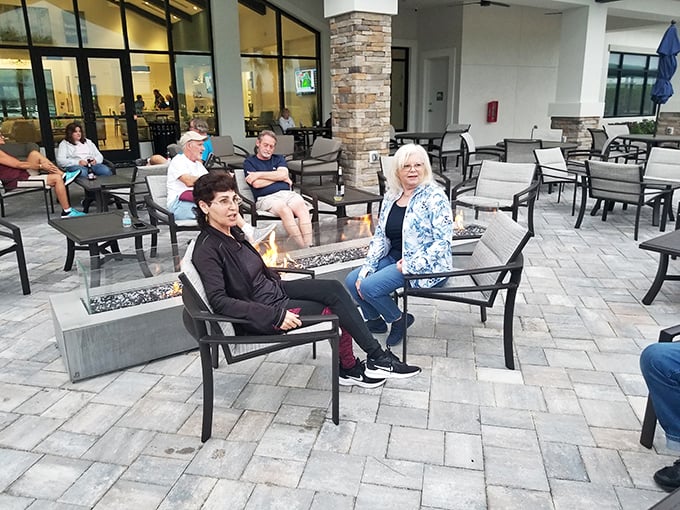 The true luxury of retirement communities: genuine connections. These patio conversations are where lifetime friendships begin over happy hour specials.