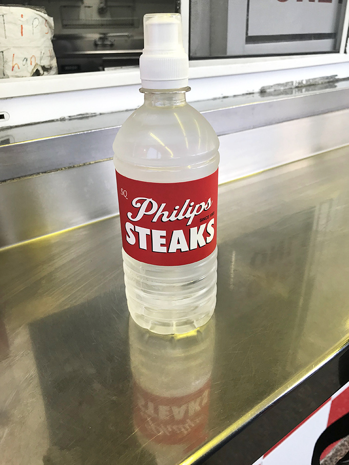 Even the water bottles wear team colors! Staying hydrated never felt so loyal to the cause of cheesesteak excellence.