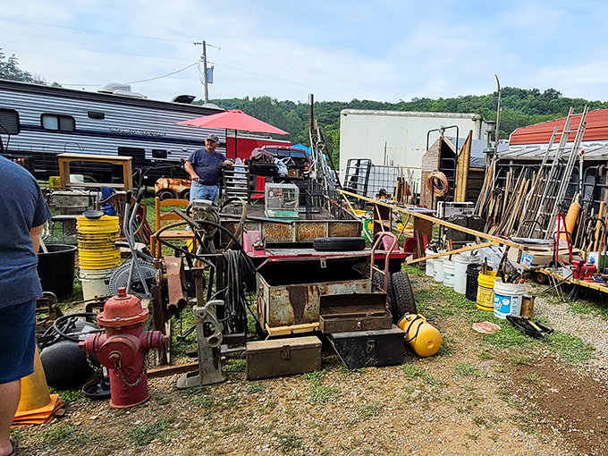 The ultimate picker's paradise where fire hydrants neighbor fishing gear and mysterious metal objects that someone, somewhere, desperately needs.