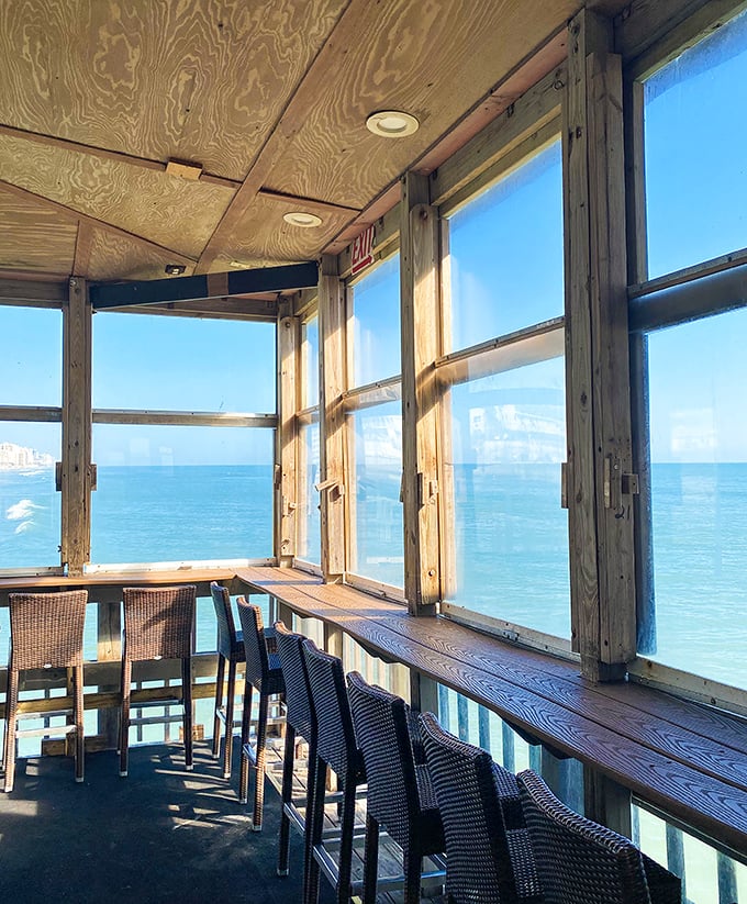 Window seats where the Atlantic provides dinner theater better than any Broadway show could offer.