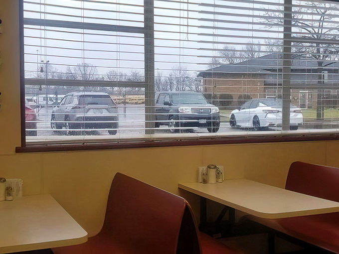 Window seats offer prime people-watching with your pancakes. Morning light streaming in makes even black coffee look like a work of art.