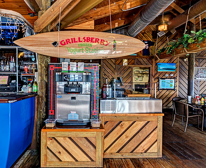 "Grillsberry" frozen yogurt station&mdash;because sometimes after a pound of seafood, you need something sweet to restore balance.