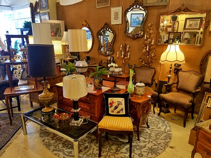 A vignette that screams "sophisticated adult" with mirrors that have reflected decades of fashion choices, some questionable, all fascinating.