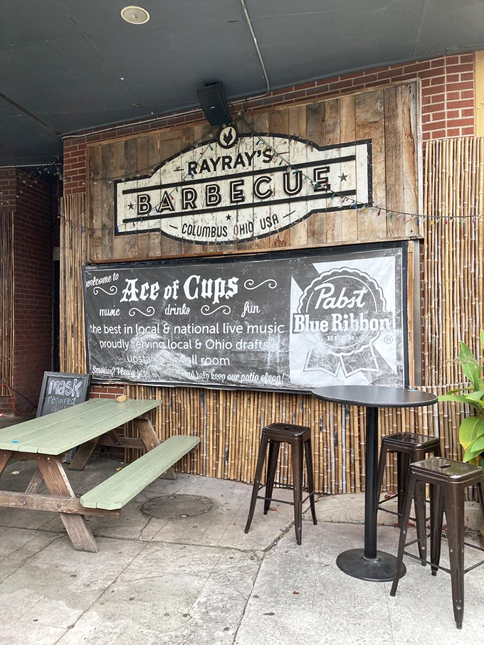 Ray Ray's rustic bamboo backdrop creates the perfect casual vibe for enjoying barbecue &ndash; because nothing pairs better with smoked meat than a laid-back atmosphere.