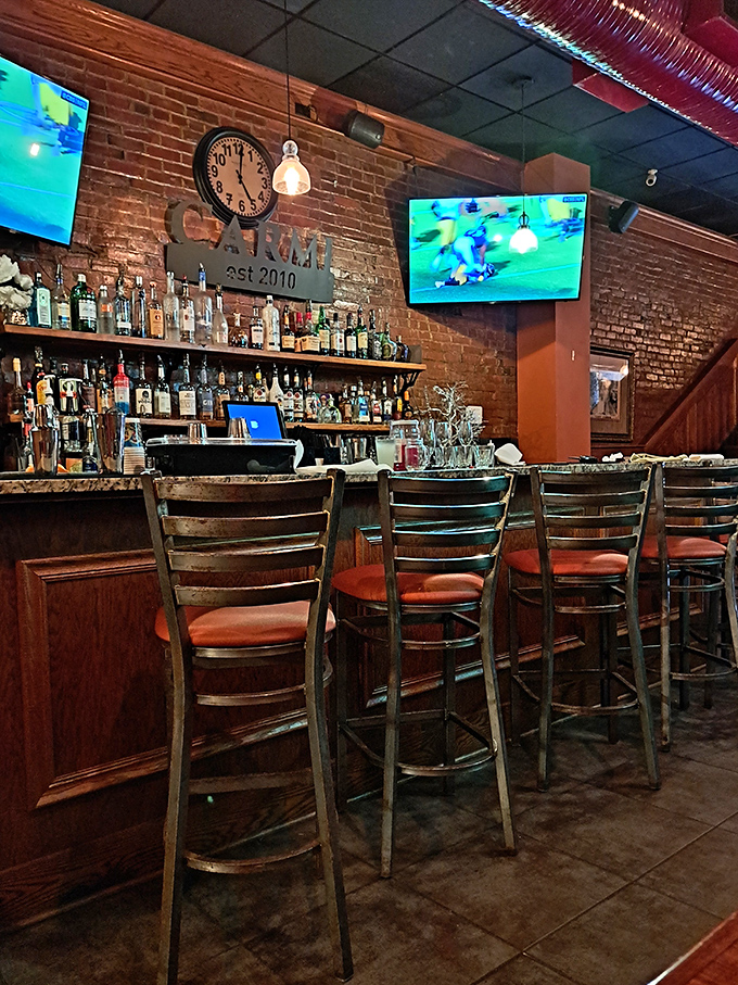 A bar stocked with enough spirits to raise your own, backed by brick walls that have heard every toast imaginable.