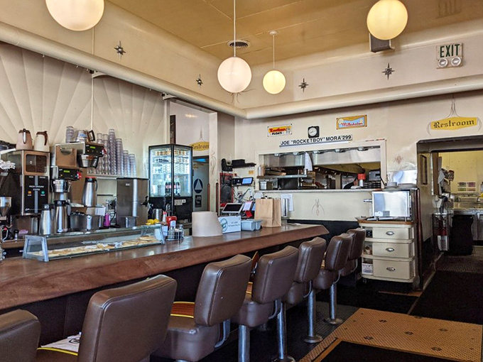 The counter seats offer front-row tickets to the culinary show, where short-order magic happens before your very eyes.