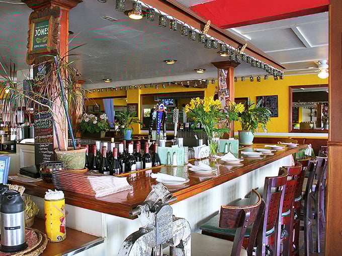 The bar area beckons with promises of cold drinks and the kind of hospitality that keeps regulars coming back. 