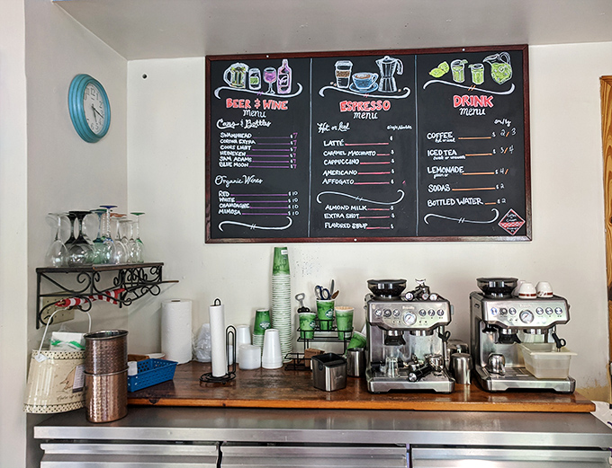 The espresso station stands ready for duty&mdash;because in a world of uncertainty, a good cup of coffee is something you can count on.