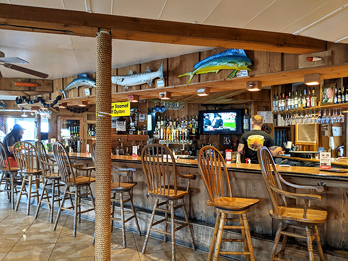 The bar where fishermen's tales grow taller with every perfectly poured drink and friendly conversation.