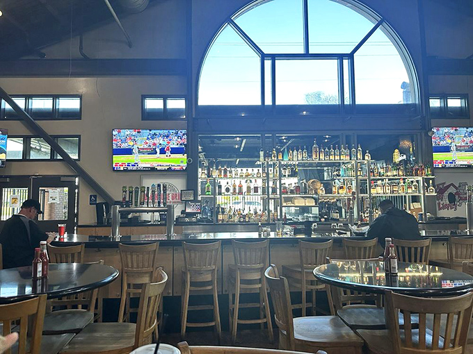 The bar area &ndash; where strangers become friends over cold beers and heated debates about the best BBQ sauce.