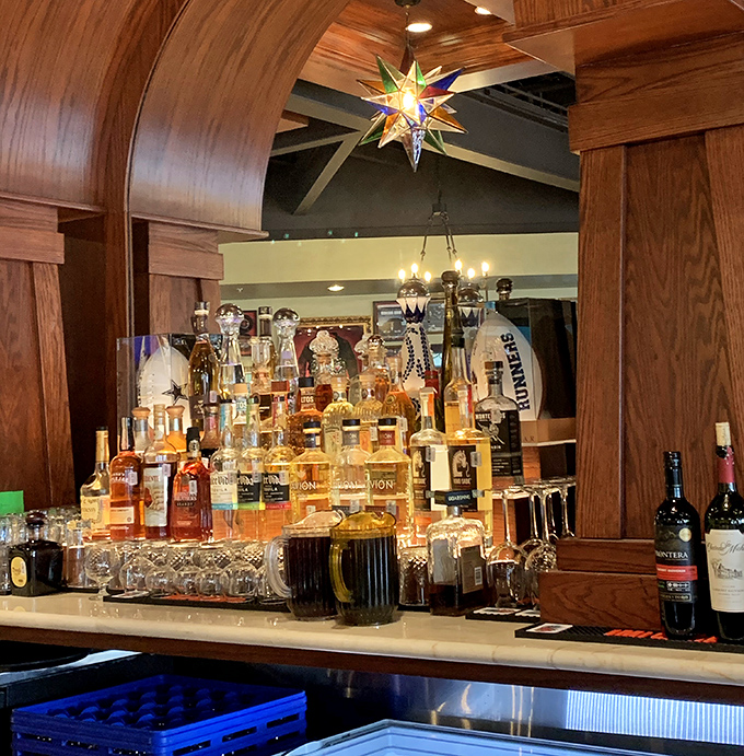 The bar area beckons with promises of perfectly crafted margaritas and good conversation flowing.