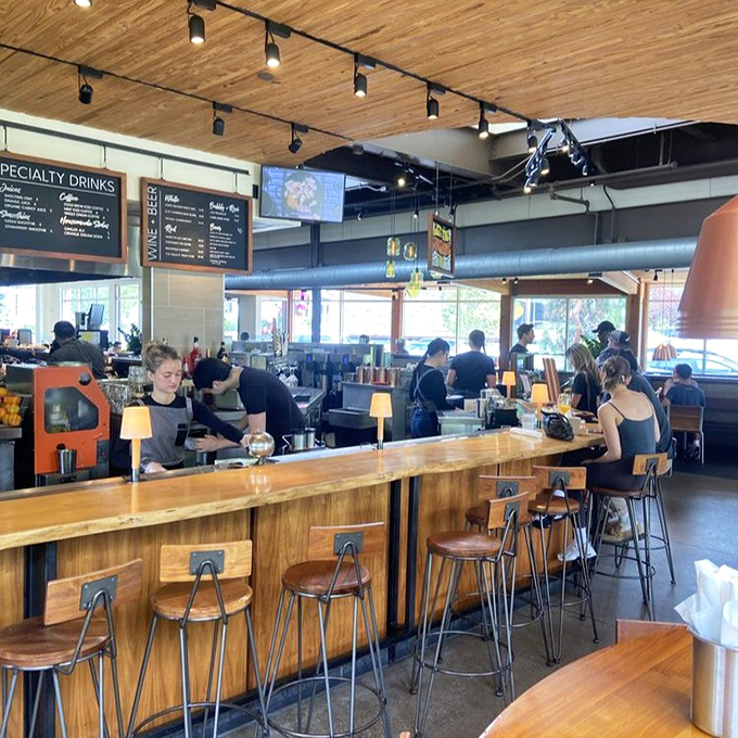 The bar where magic happens. Those wooden stools have supported countless happy customers making important decisions like "pancakes or frittata?"