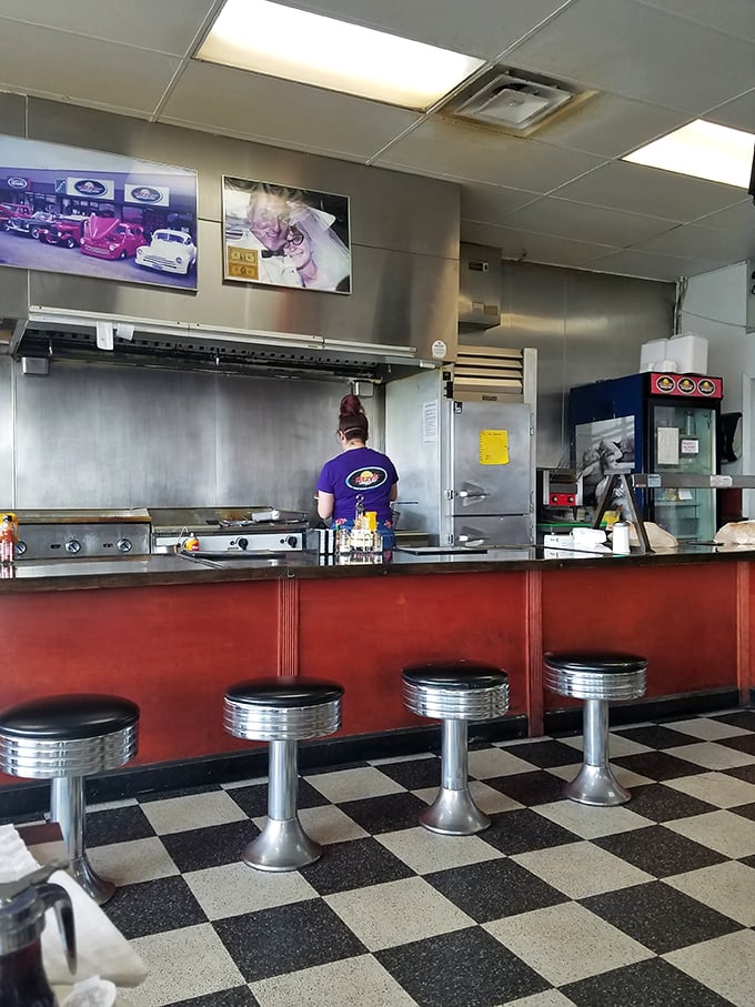 The counter seats offer front-row tickets to the greatest breakfast show in Columbus.