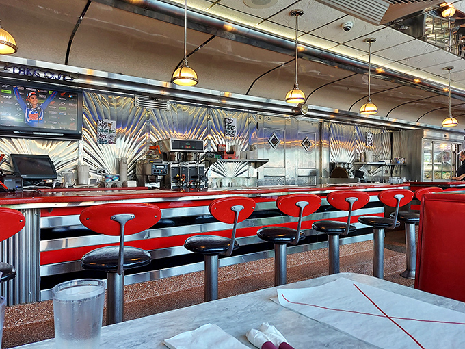 The gleaming counter&mdash;part food runway, part social hub&mdash;where coffee mugs are always full and conversations never run dry.