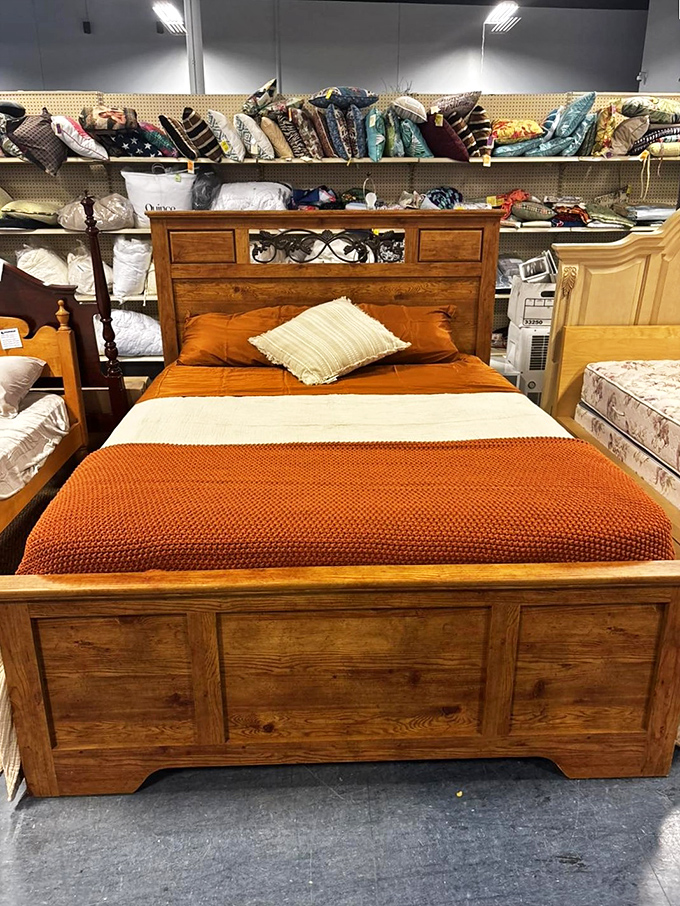 Bedroom furniture that makes "sweet dreams" look like an understatement. This rustic bed frame practically whispers "weekend sleep-in."