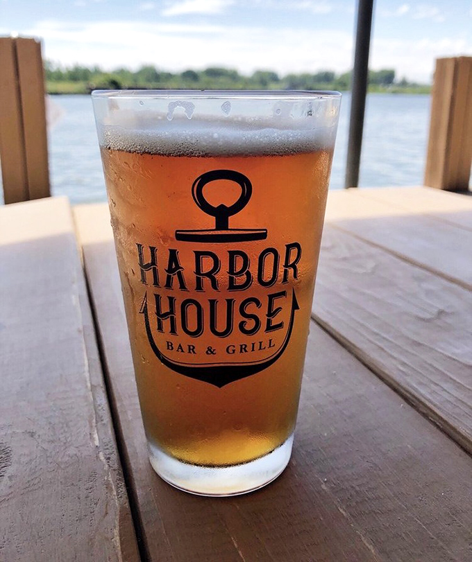 Nothing says lakeside relaxation quite like a cold beer with Lake Erie stretching endlessly beyond your table.
