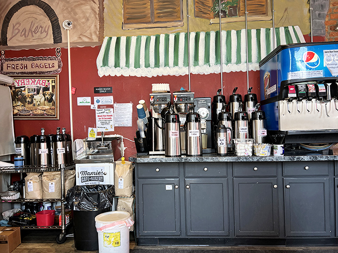Coffee station that means business. These industrial-strength brewers stand ready to fuel Martinsburg's morning warriors with the liquid courage needed to face the day.