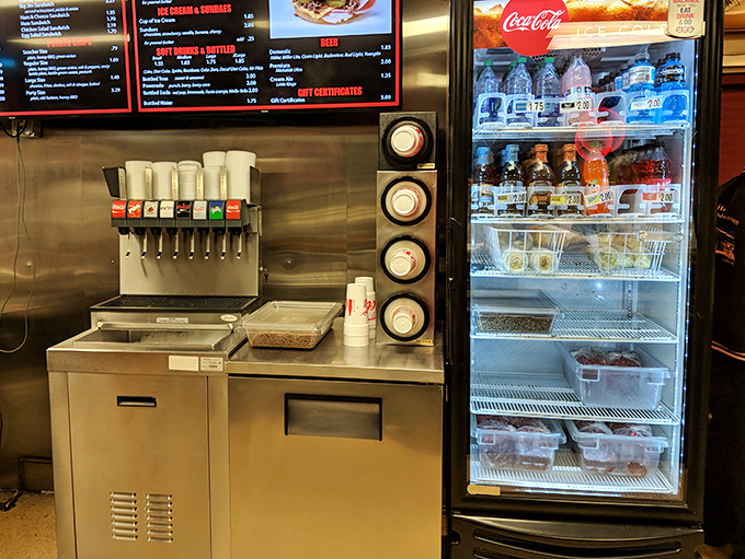 Soda fountain dreams come true. This unassuming station delivers the perfect complement to your sandwich masterpiece. 