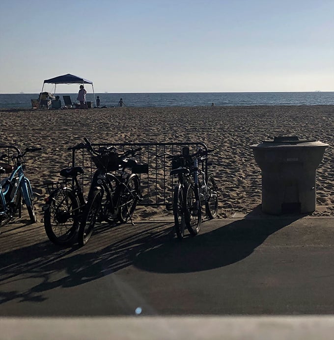 Bikes patiently waiting while their owners indulge. The perfect post-ride reward system &ndash; pedal along the coast, then refuel with Sea Salt's legendary offerings.
