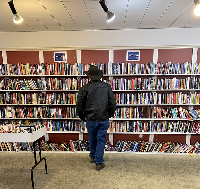 The book section rivals small-town libraries, with fiction shelves that promise countless evenings of adventure without leaving your armchair.