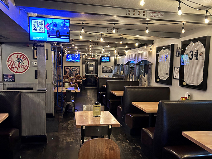 The booth section awaits with its siren call of comfort and privacy. Perfect for important decisions like "half or whole sandwich?"