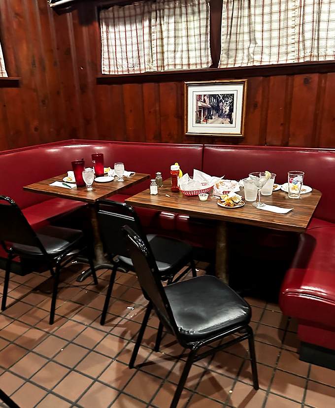 Red vinyl booths and wood paneling&mdash;the classic American tavern setting where comfort food tastes even better after a long day.