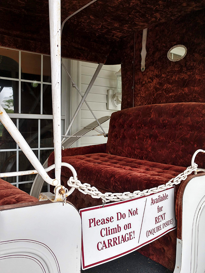 Not just decoration &ndash; this carriage offers rides! Nothing says "I'm embracing the Amish experience" quite like clip-clopping through Wilmot after dessert.