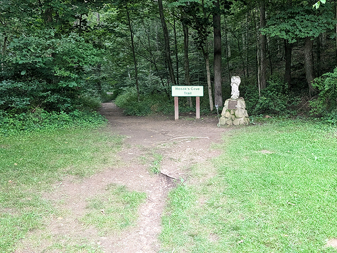 The entrance to Hosak's Cave Trail beckons with promises of ancient shelters and whispers of geological wonders.