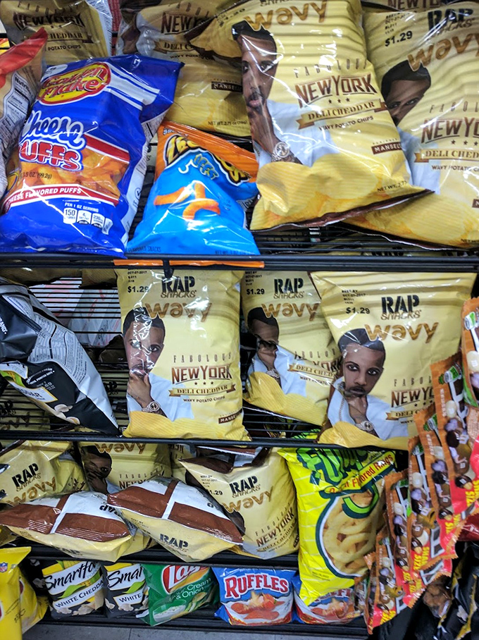 The snack aisle featuring rap stars on chip bags. Even in small-town Georgia, pop culture finds its way to the chicken shack.