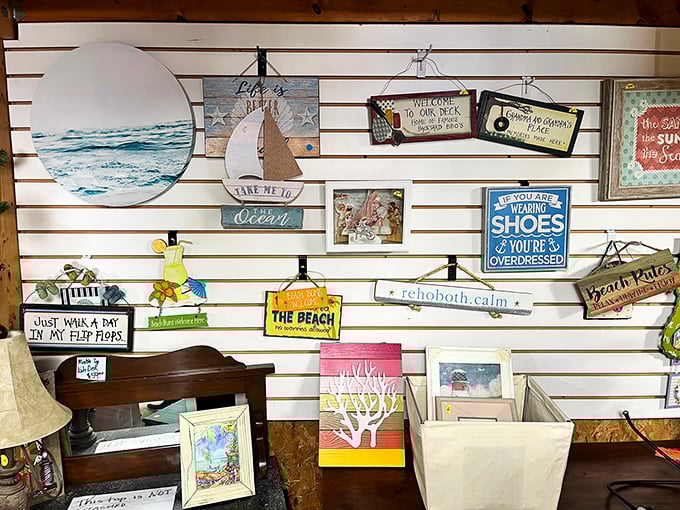 Coastal charm meets thrift store magic with these beach-themed signs that'll transform any space instantly.