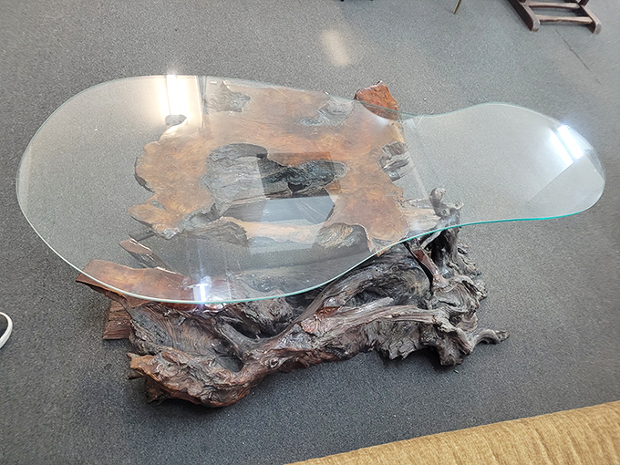 Nature meets design in this stunning driftwood and glass table. Proof that Mother Nature was into organic modern design long before it was trendy.