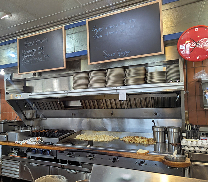 The beating heart of the diner&mdash;where short-order wizardry transforms simple ingredients into the comfort food of your dreams.