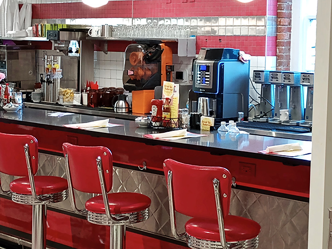 The heart of the operation where soda fountain magic happens with genuine vintage equipment.