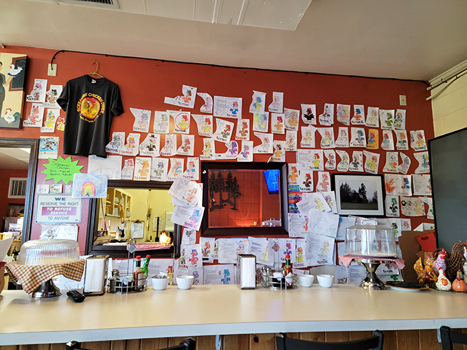 The wall of children's drawings tells the real story&mdash;this place has fed generations and inspired countless crayon masterpieces.