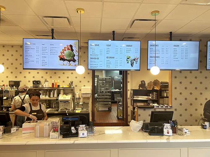 Behind this counter, culinary magic happens with the precision of a Swiss watch and the soul of Tokyo's finest bakeries.