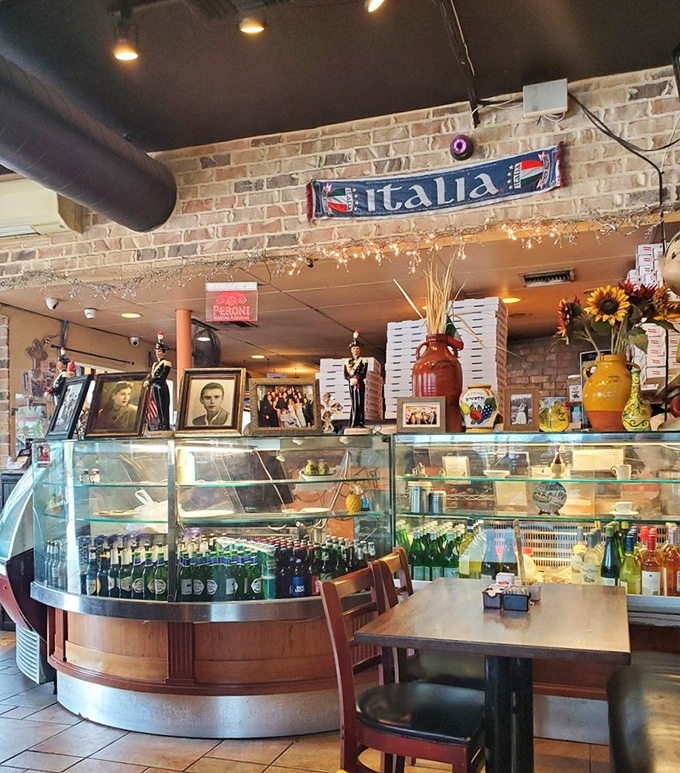 The counter showcases Italian treasures behind glass&mdash;colorful gelato and imported delights that transport you straight to a Roman holiday.