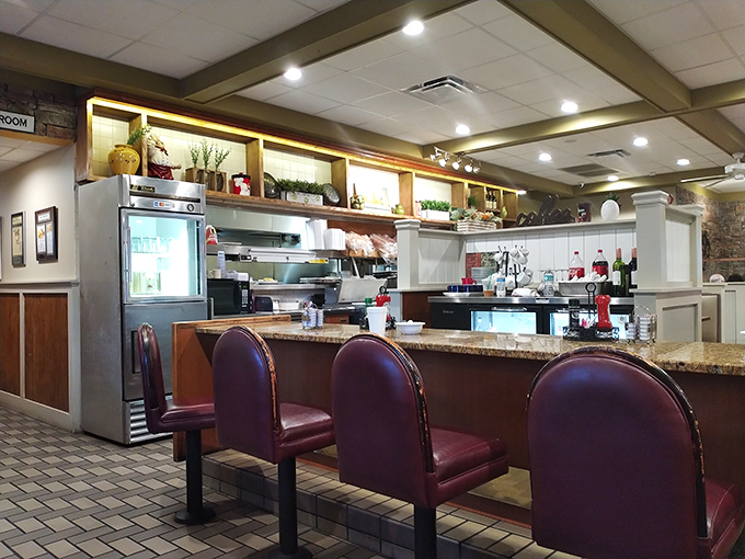 Counter seats: where solo diners become temporary members of the breakfast club and servers perform coffee-pouring ballet.