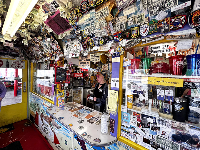 Behind this counter, jokes are served as generously as the portions. The memorabilia isn't decoration&mdash;it's a living museum of American road trips.