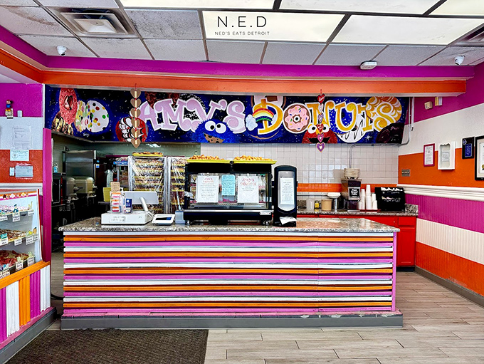 The counter at Amy's is like the control panel of a sugar-fueled spaceship, ready to transport you to donut nirvana.