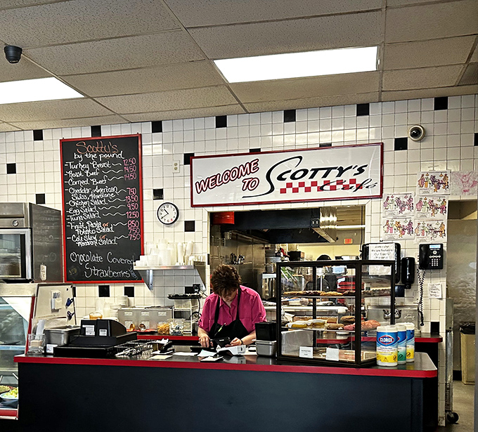 Behind the counter where breakfast dreams come true. The heart of Scotty's operation is as straightforward as the food it serves.