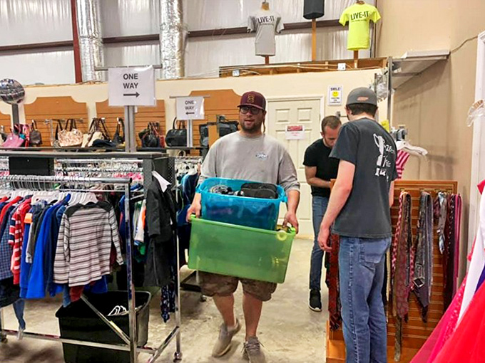 The thrill of the hunt brings shoppers together, as helpful staff assist in navigating this wonderland of pre-loved possibilities.