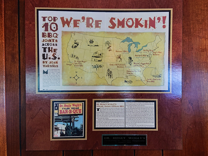 That framed recognition isn't just decoration—it's a diploma from the University of Smoke and Fire, earned one brisket at a time.