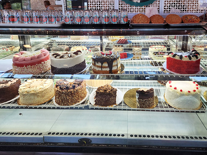 The dessert case: where diets go to die happy and calories are just numbers that don't matter after the first heavenly bite.